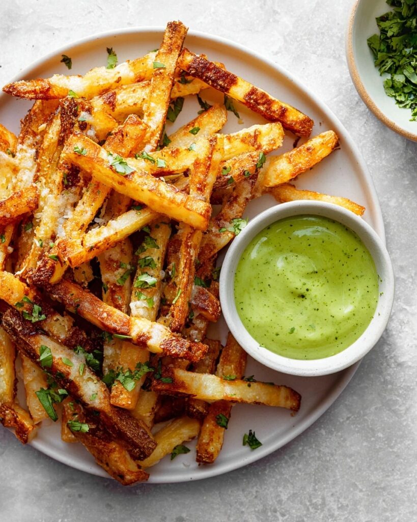 Crispy Yuca Fries with Cilantro Lime Sauce Recipe - BusyRecipe